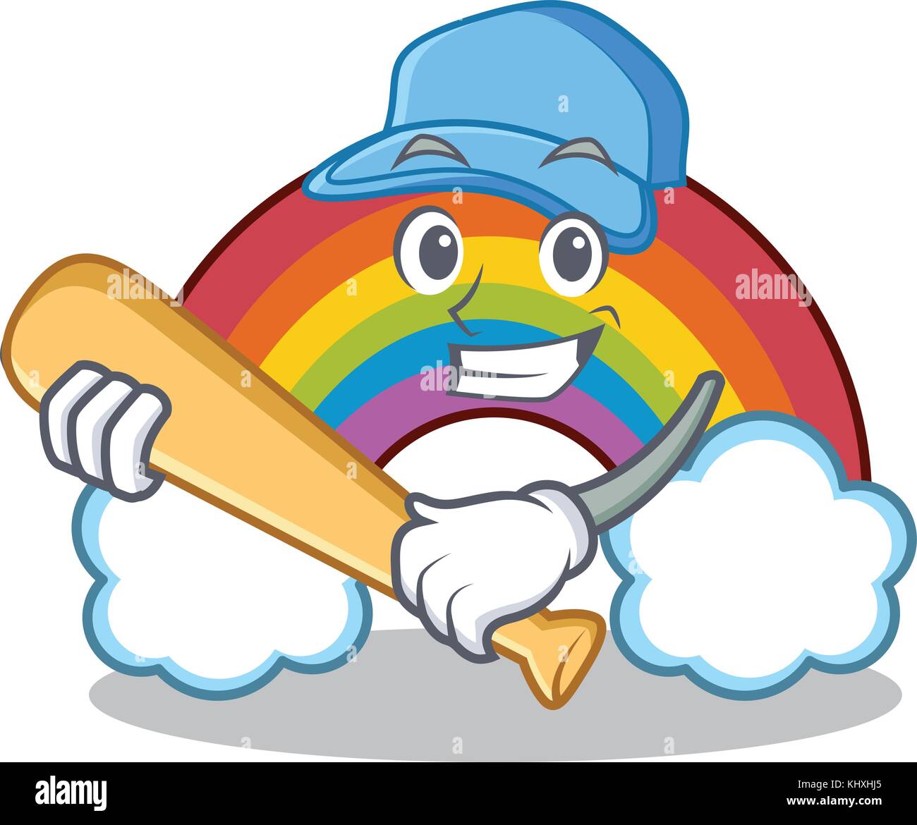Playing baseball colorful rainbow character cartoon Stock Vector Image ...