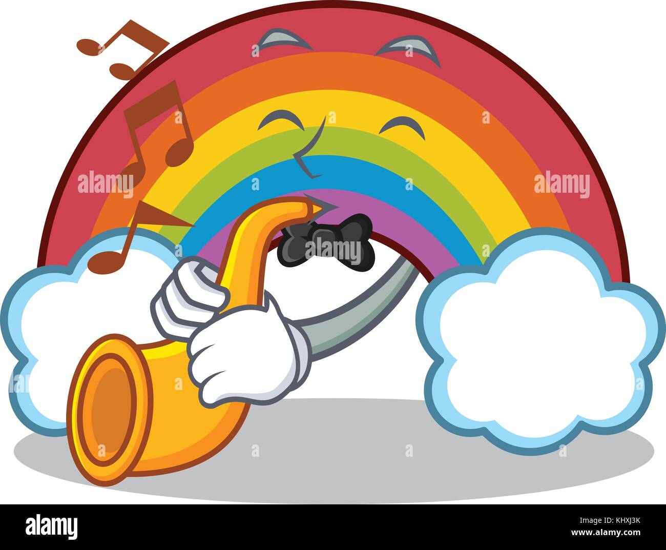 With trumpet colorful rainbow character cartoon Stock Vector Image ...