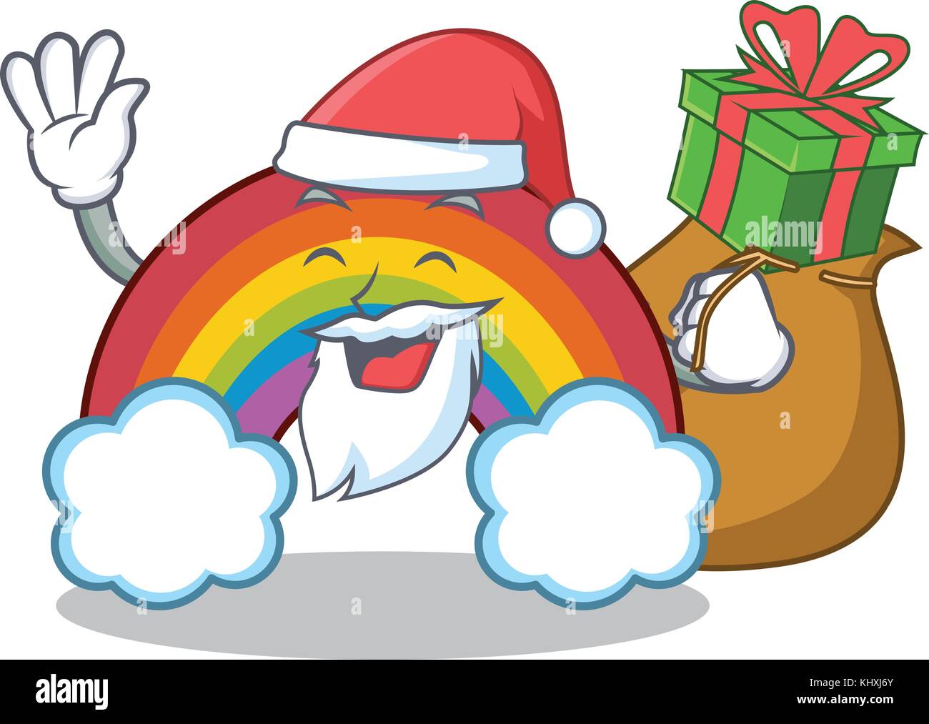 Santa with gift colorful rainbow character cartoon Stock Vector Image ...