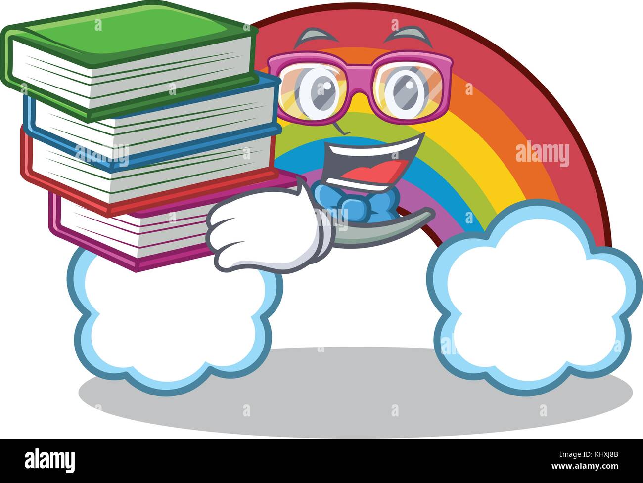 Student with book colorful rainbow character cartoon Stock Vector Image ...