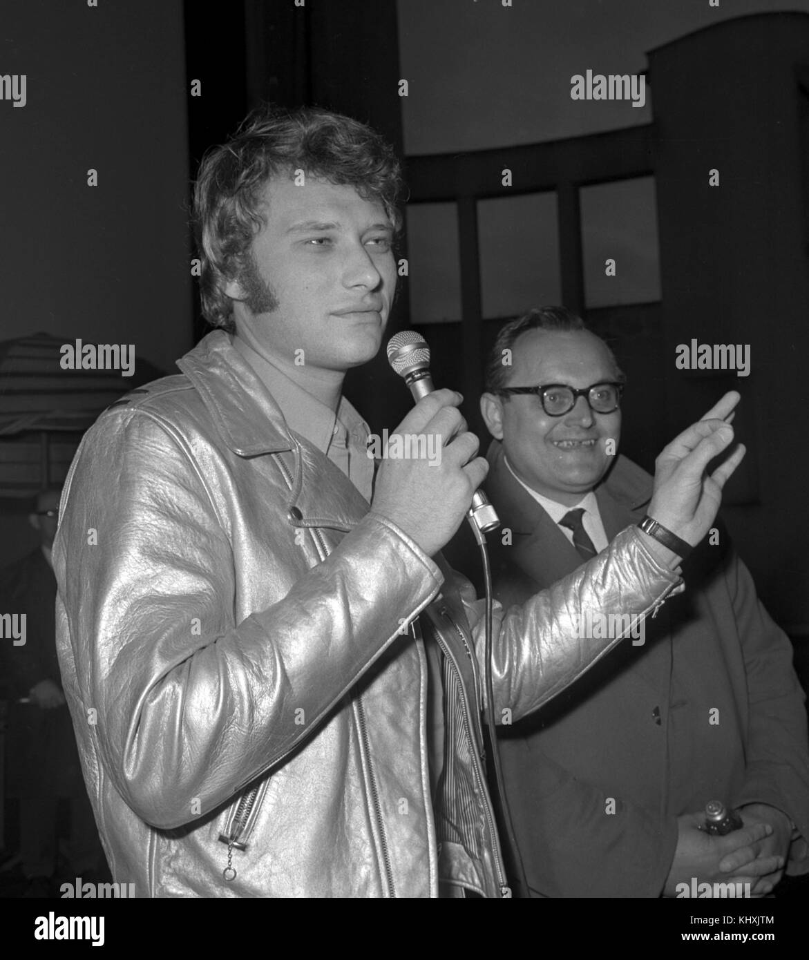 French singer Johnny Hallyday attends Pilsen, Czechoslovakia, June 28 ...