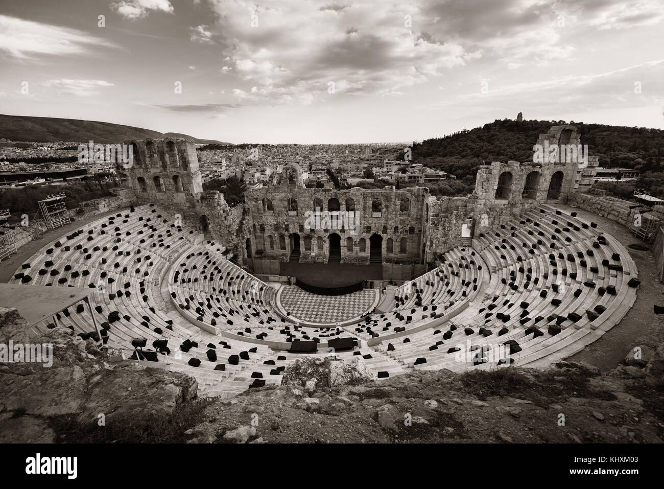 Odeon of Herodes Atticus Theatre at Acropolis historical ruins in ...