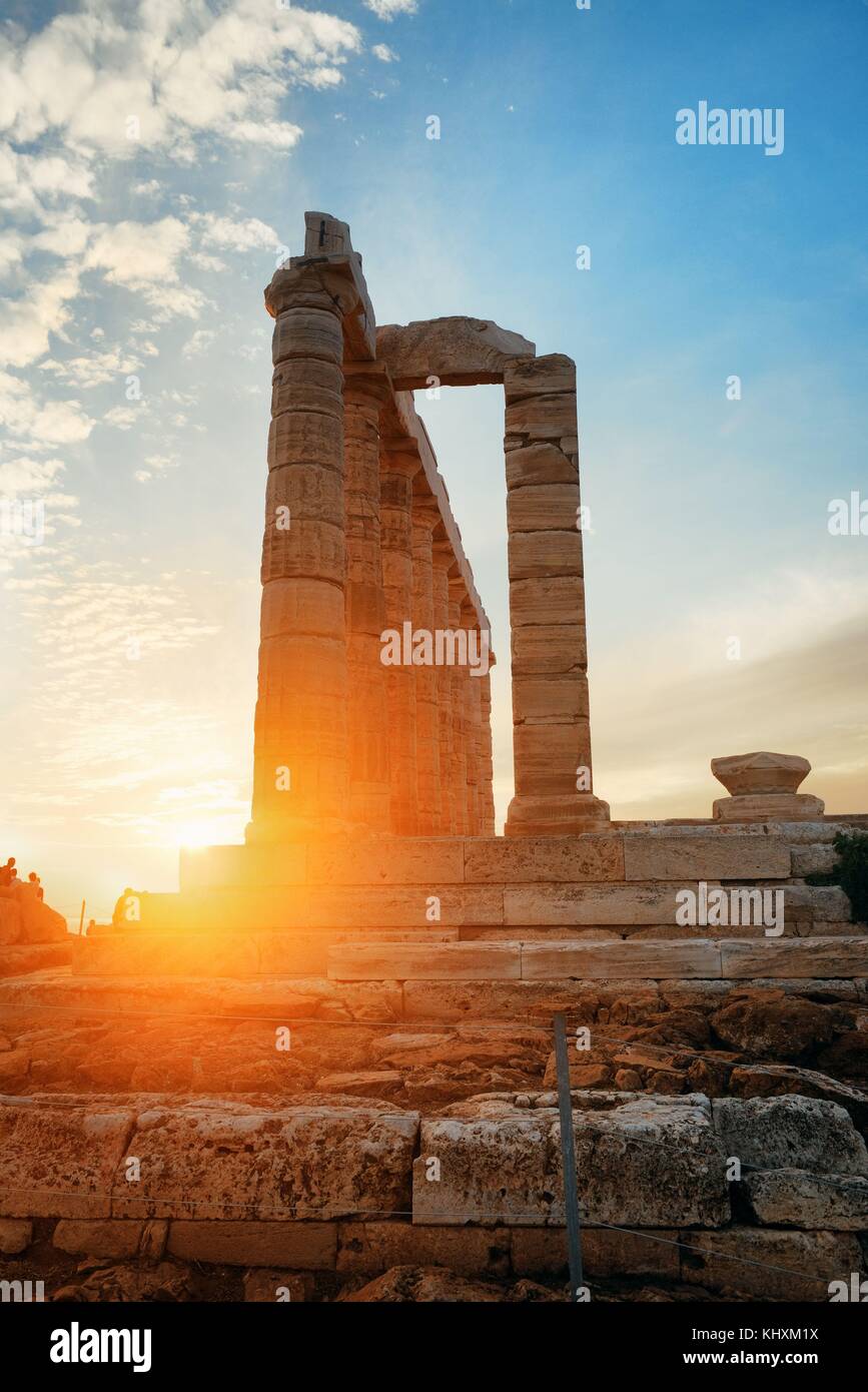 Temple of Poseidon at sunset near Athens, Greece Stock Photo - Alamy