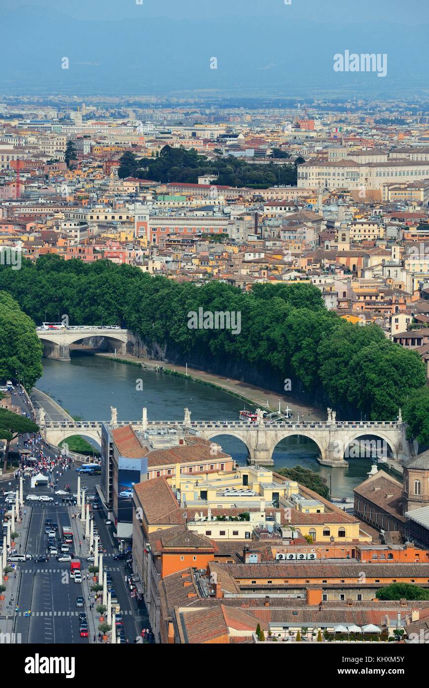 Rome city panoramic view from top of St. Peter’s Basilica in Vatican ...