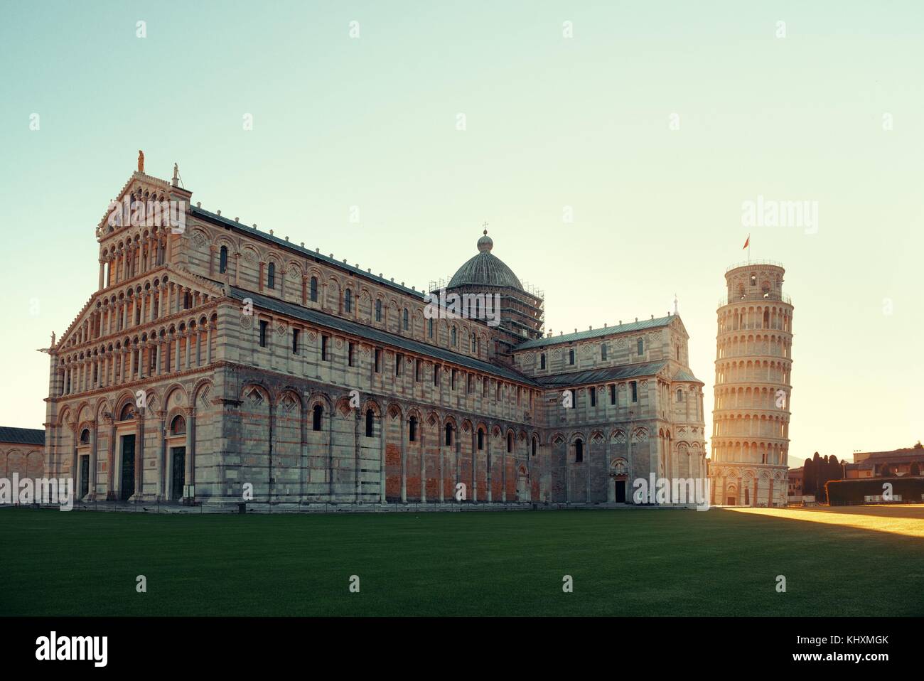 Leaning tower and cathedral in Pisa, Italy as the worldwide known ...