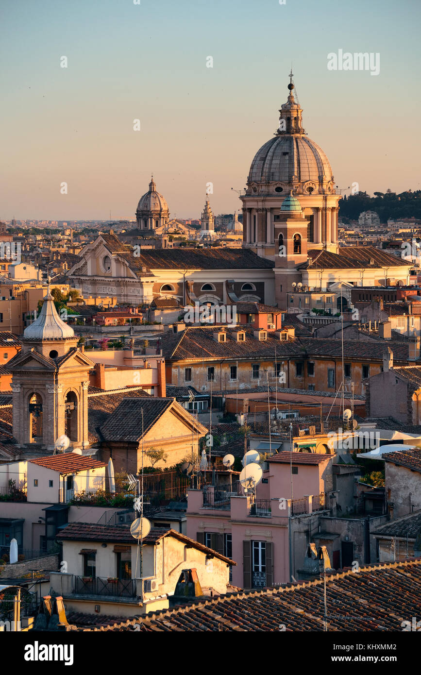 Rome rooftop view with ancient architecture in Italy Stock Photo - Alamy
