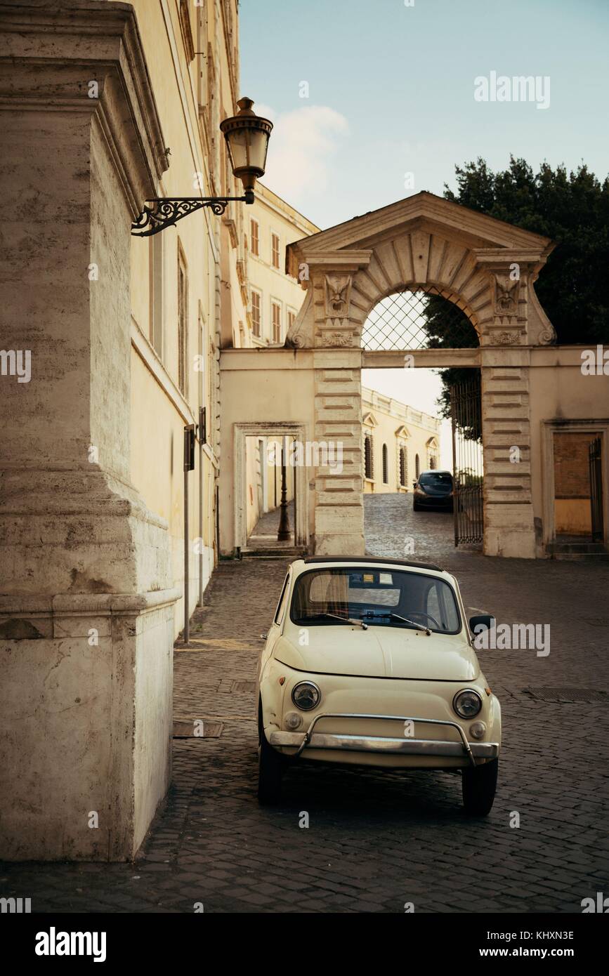 Street view with vintage car in Rome, Italy Stock Photo - Alamy