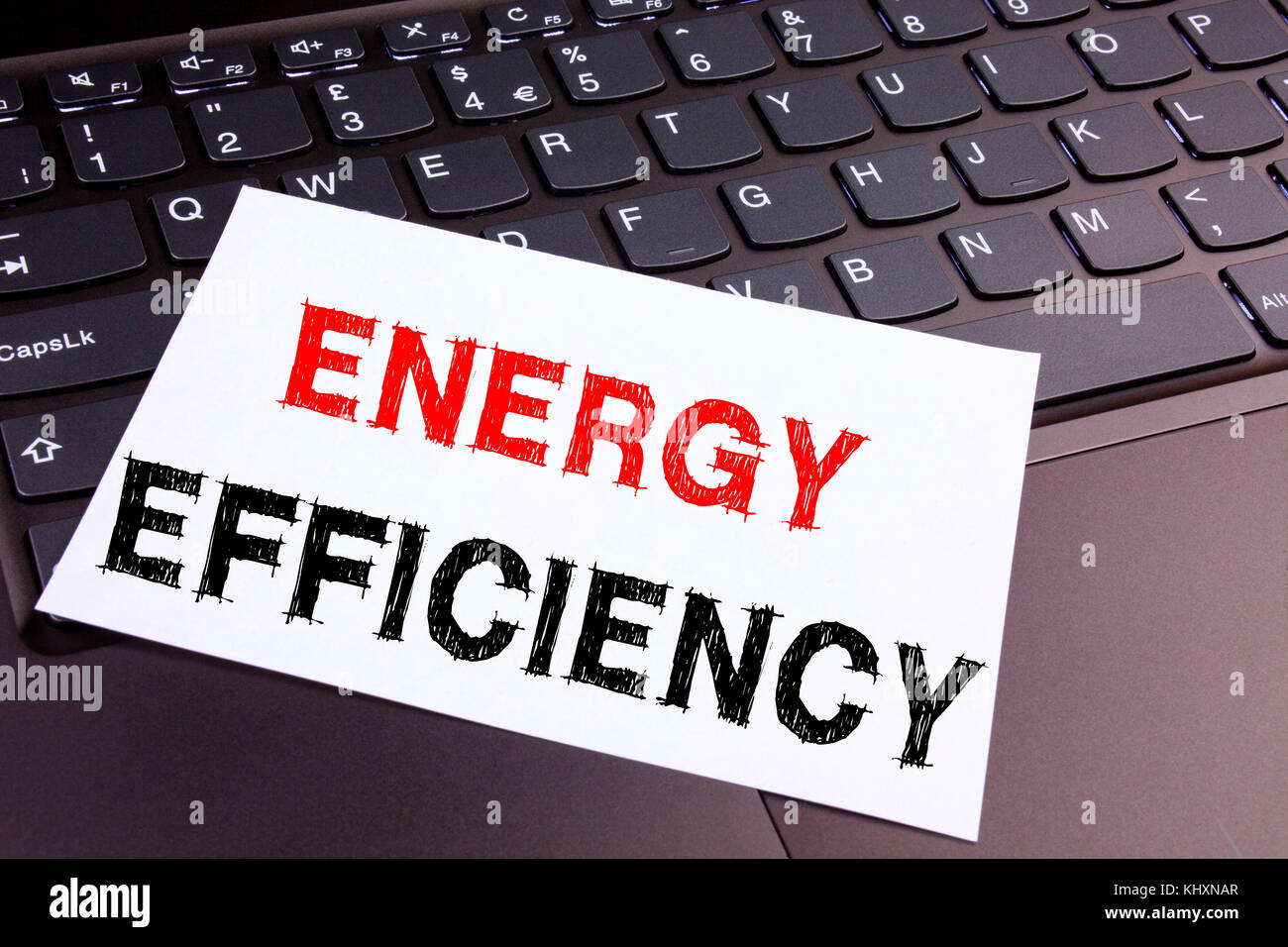 Writing showing Energy Efficiency made in the office with surroundings ...