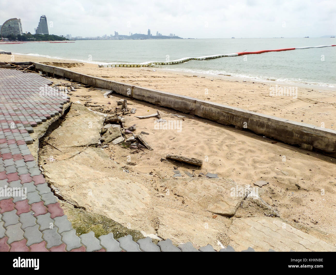 Beachfront road and boardwalk damaged by storm surge Stock Photo - Alamy