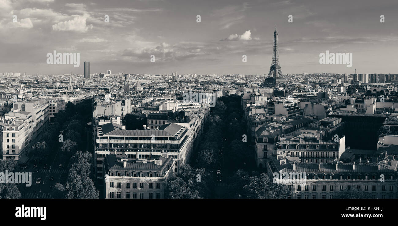 Paris rooftop view skyline and Eiffel Tower panorama in France Stock ...