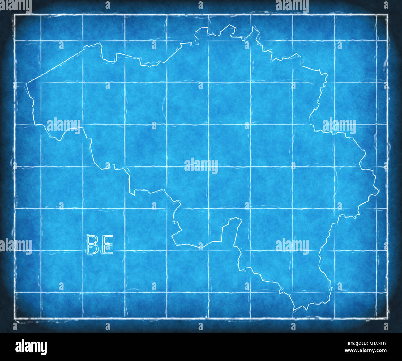 Belgium map blue print artwork illustration silhouette Stock Photo - Alamy