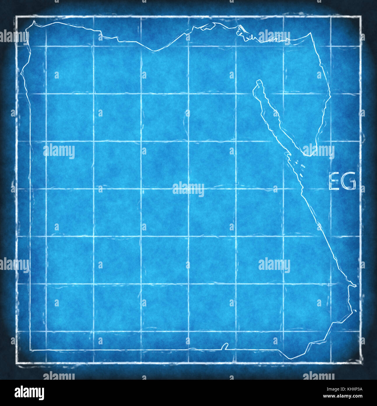 Egypt map blue print artwork illustration silhouette Stock Photo - Alamy