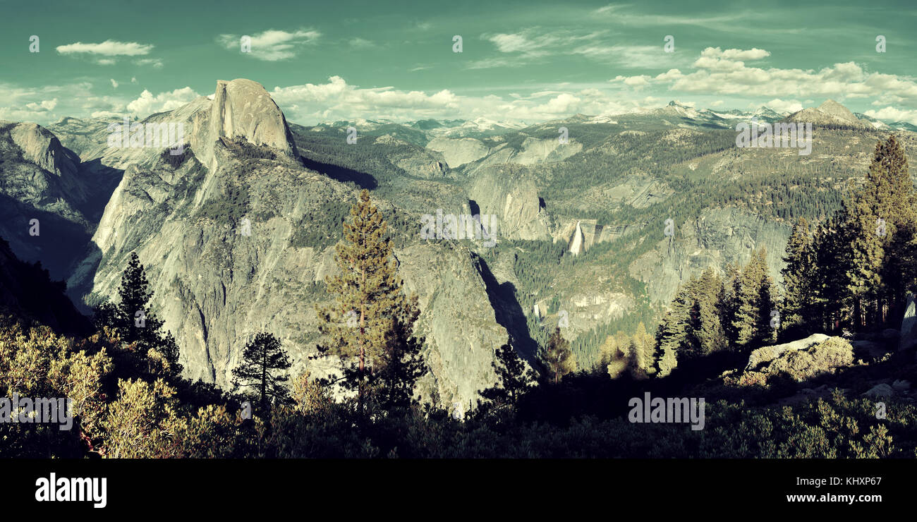 Yosemite mountain ridge with waterfall Stock Photo - Alamy