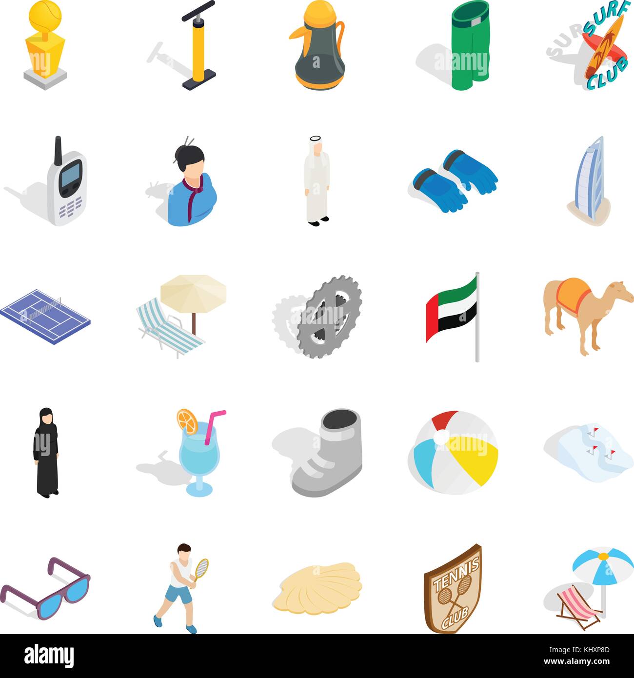 Active life position icons set, isometric style Stock Vector Image ...
