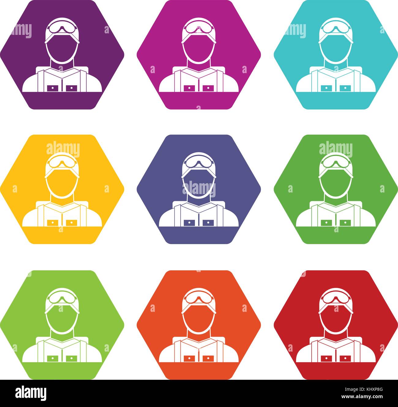Military paratrooper icon set color hexahedron Stock Vector Image & Art ...