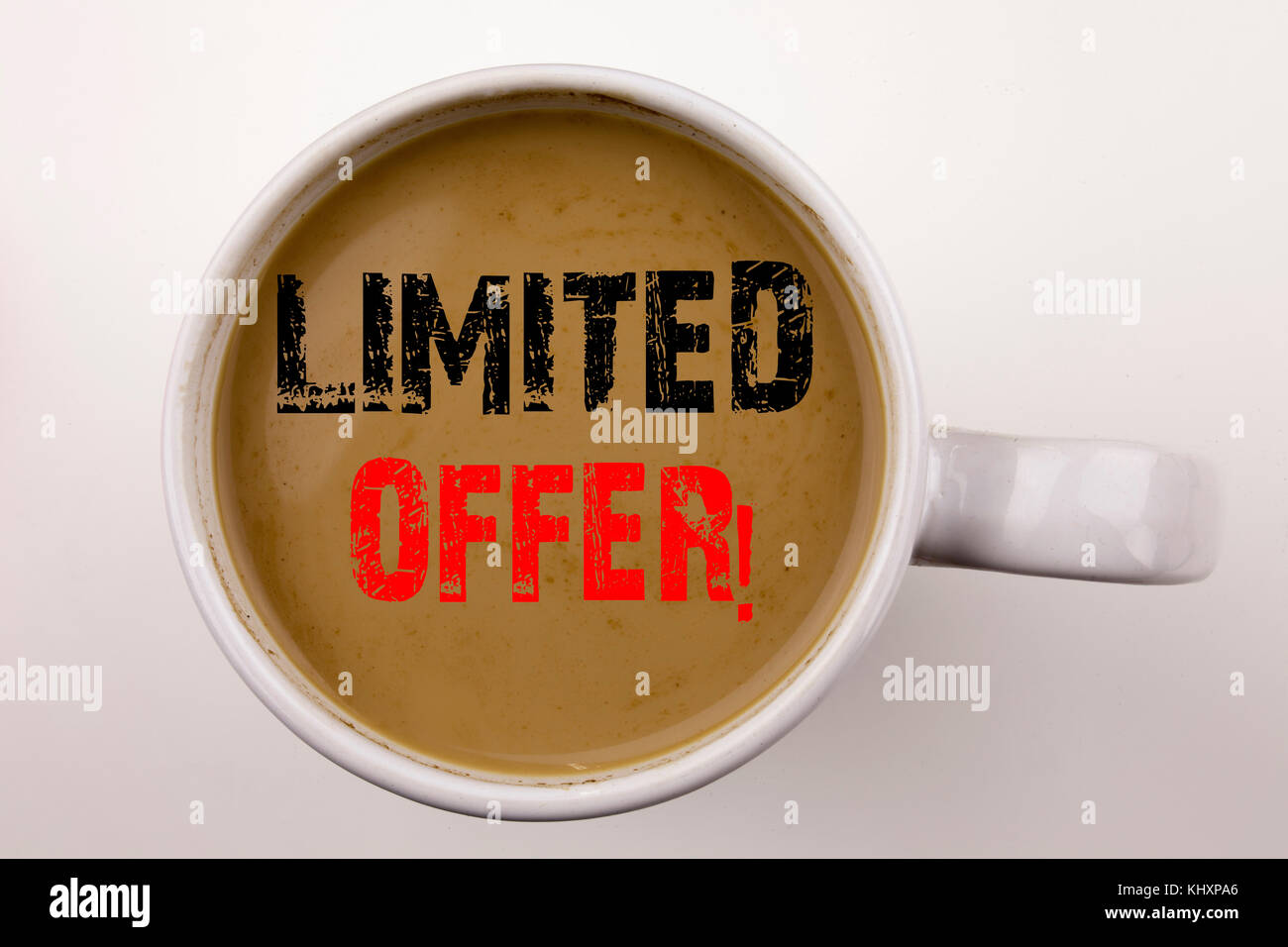 Word, writing Limited Offer text in coffee in cup Business concept for ...