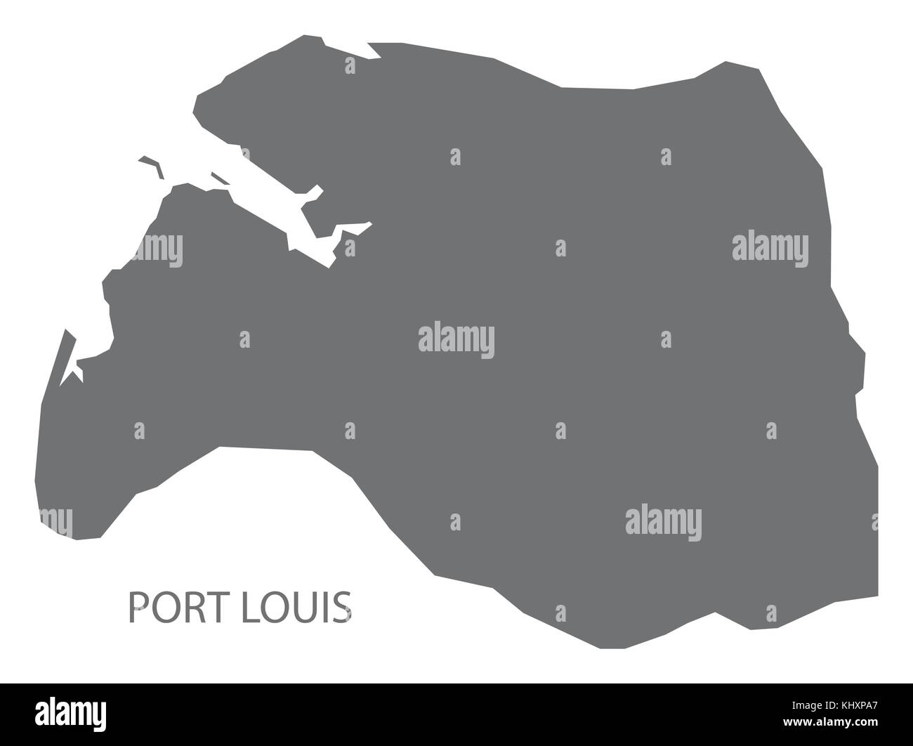 Port Louis map of Mauritius grey illustration silhouette shape Stock ...
