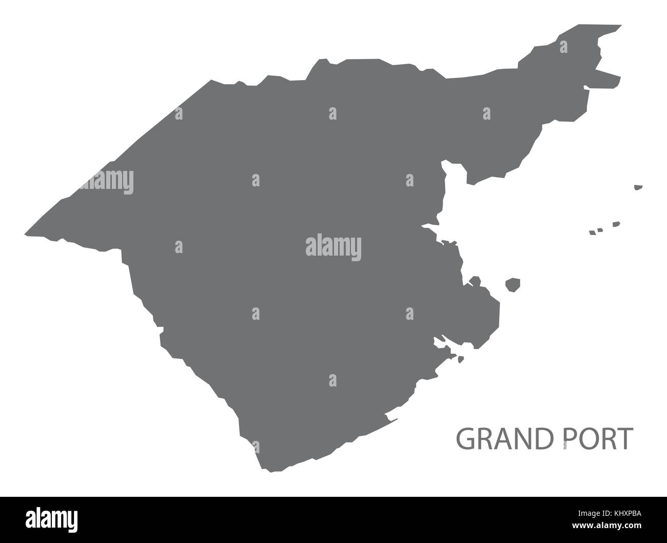 Grand Port map of Mauritius grey illustration silhouette shape Stock ...