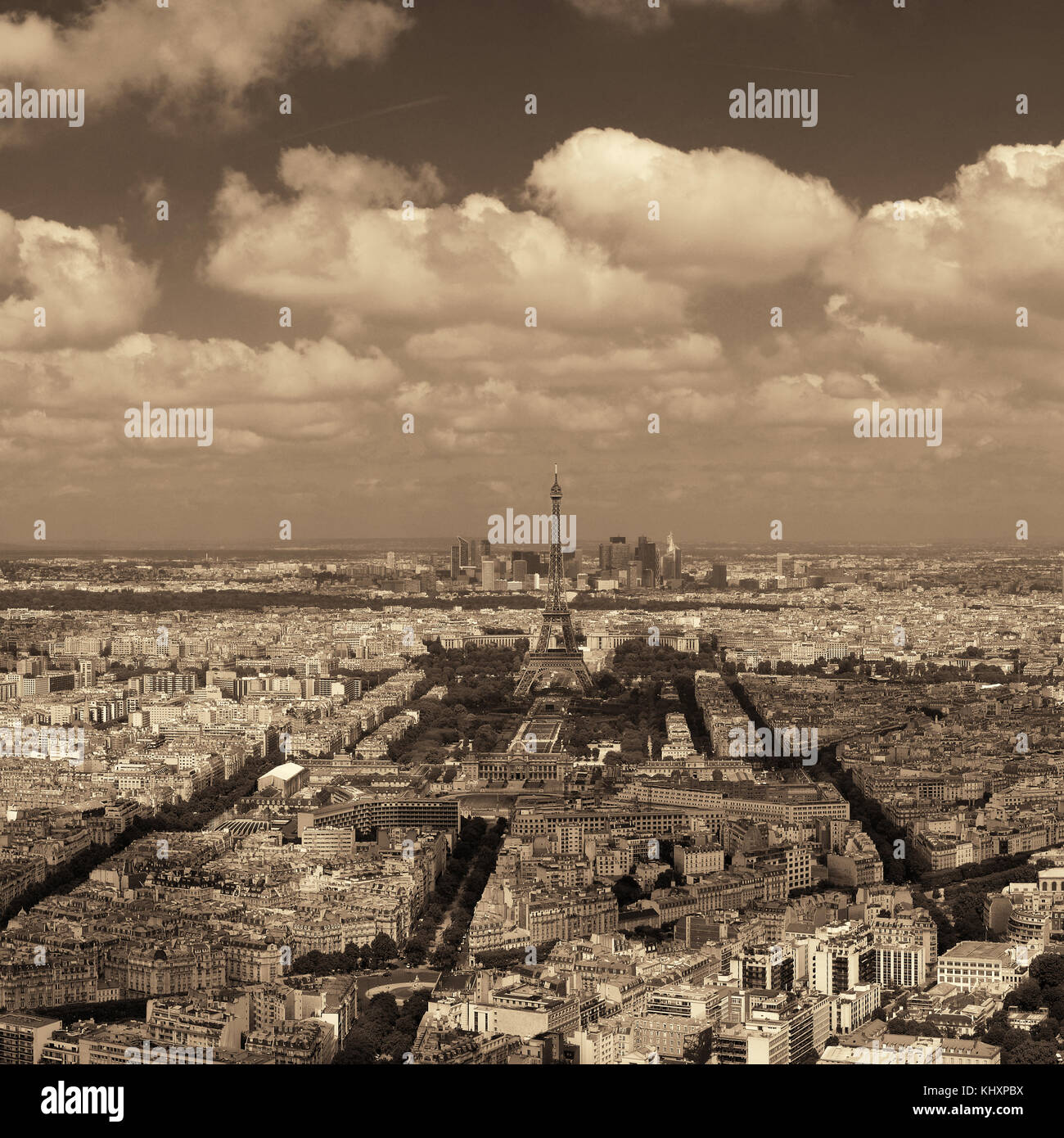 Paris rooftop view panorama with Eiffel Tower and city skyline Stock ...