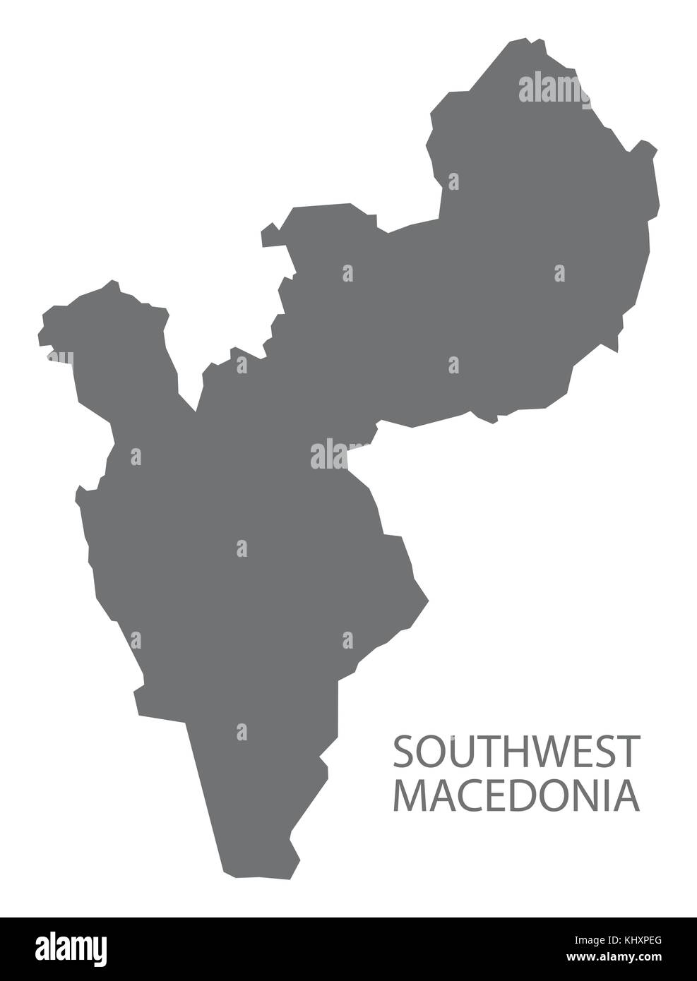 Southwest Macedonia map of Macedonia grey illustration silhouette shape ...