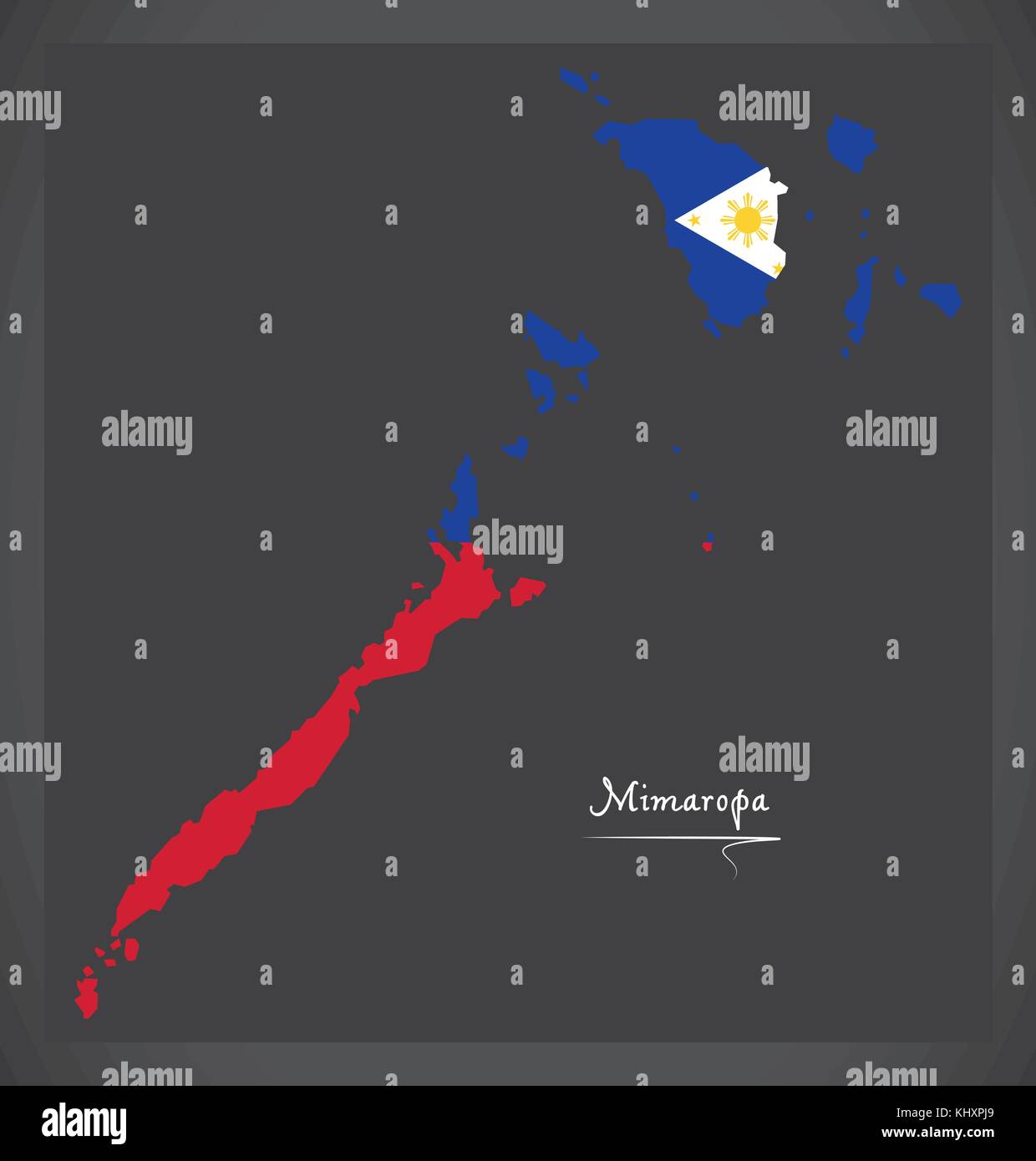 Mimaropa map of the Philippines with Philippine national flag ...
