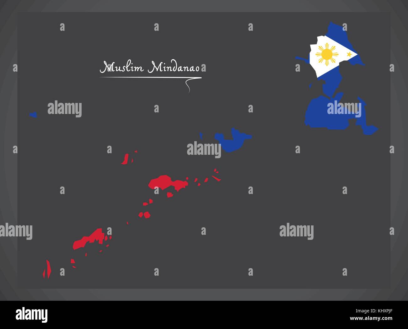Muslim Mindanao map of the Philippines with Philippine national flag ...