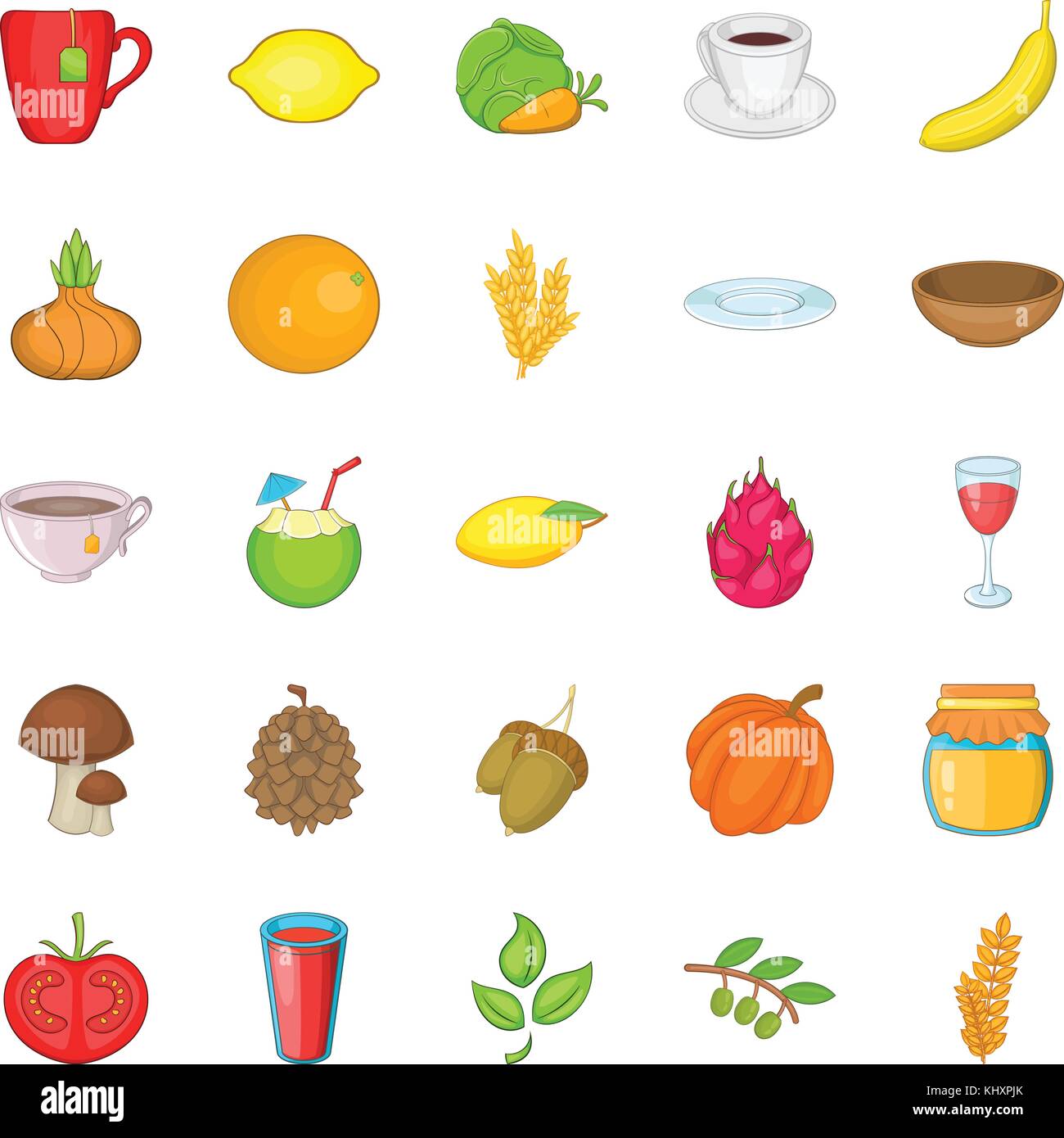 Asian breakfast icons set, cartoon style Stock Vector Image & Art - Alamy