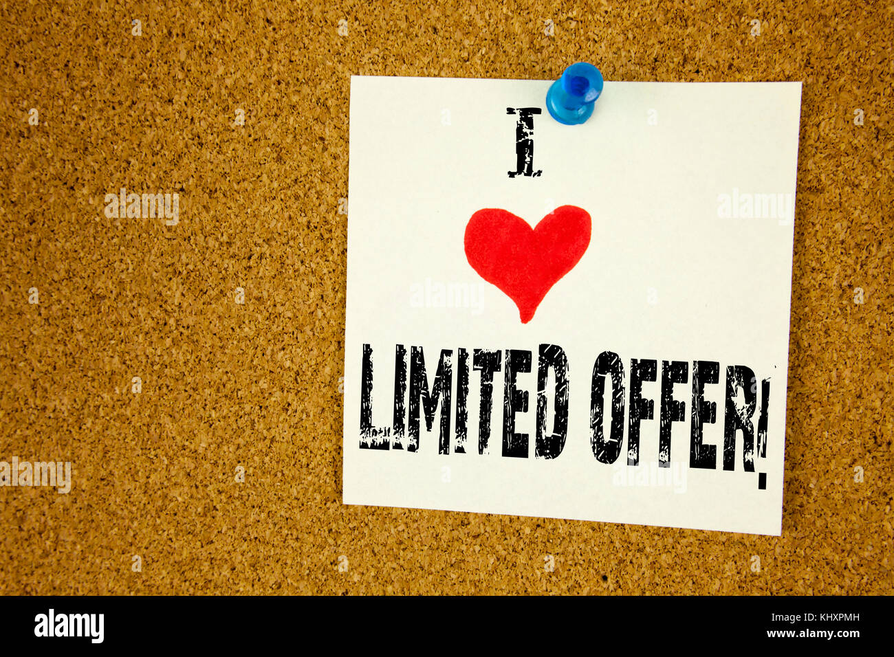 Hand writing text caption inspiration showing I Love Limited Offer ...
