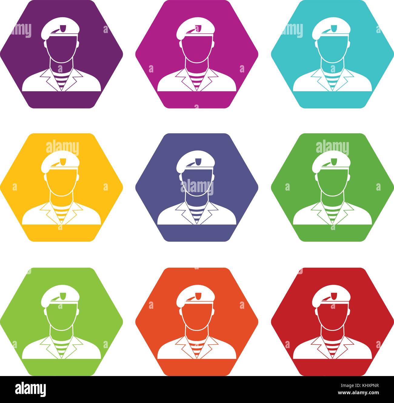 Modern army soldier icon set color hexahedron Stock Vector Image & Art ...