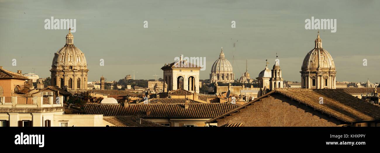 Rooftop panorama view of Rome historical architecture and city skyline ...