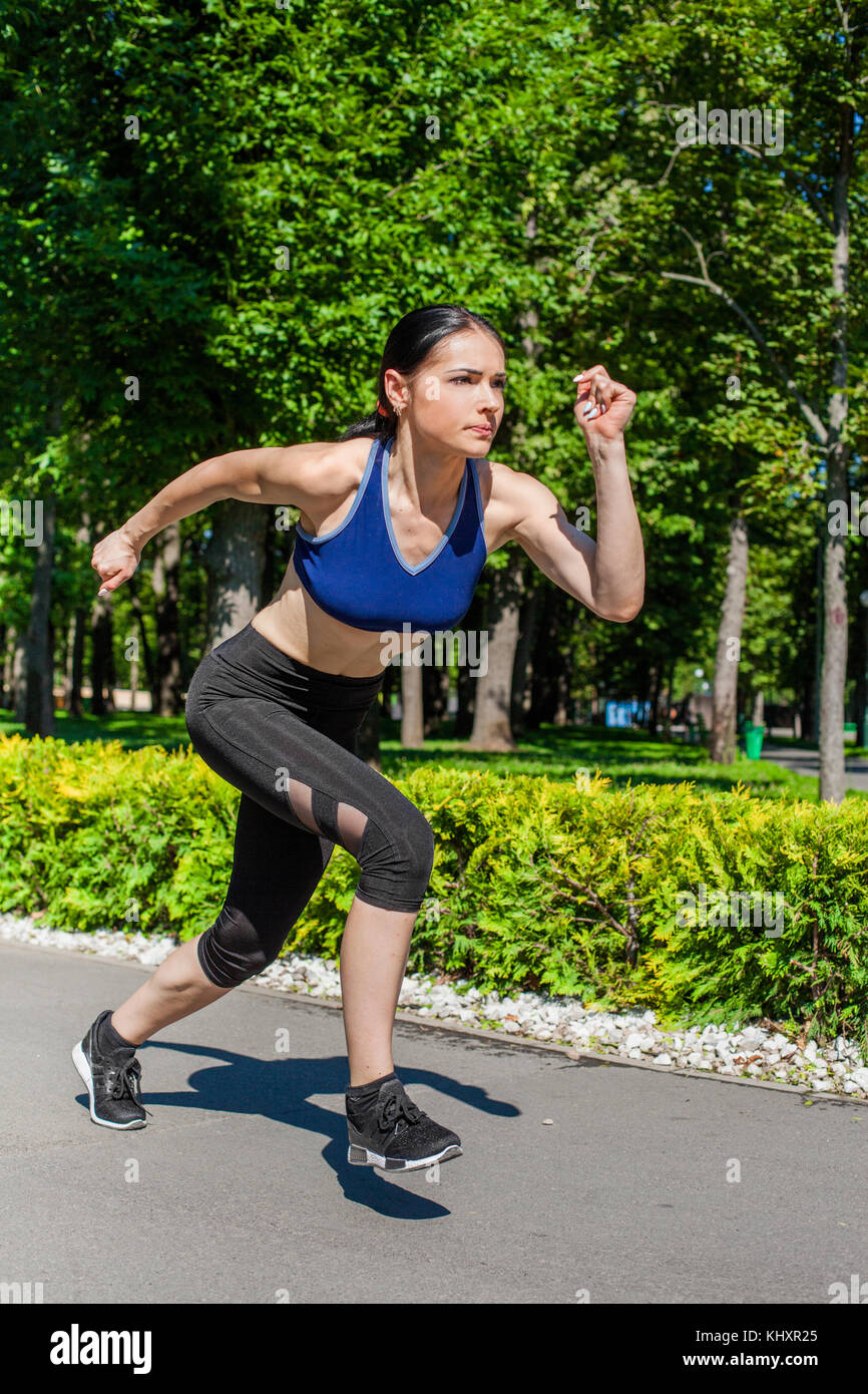 sportive teenager running in the nature Stock Photo - Alamy