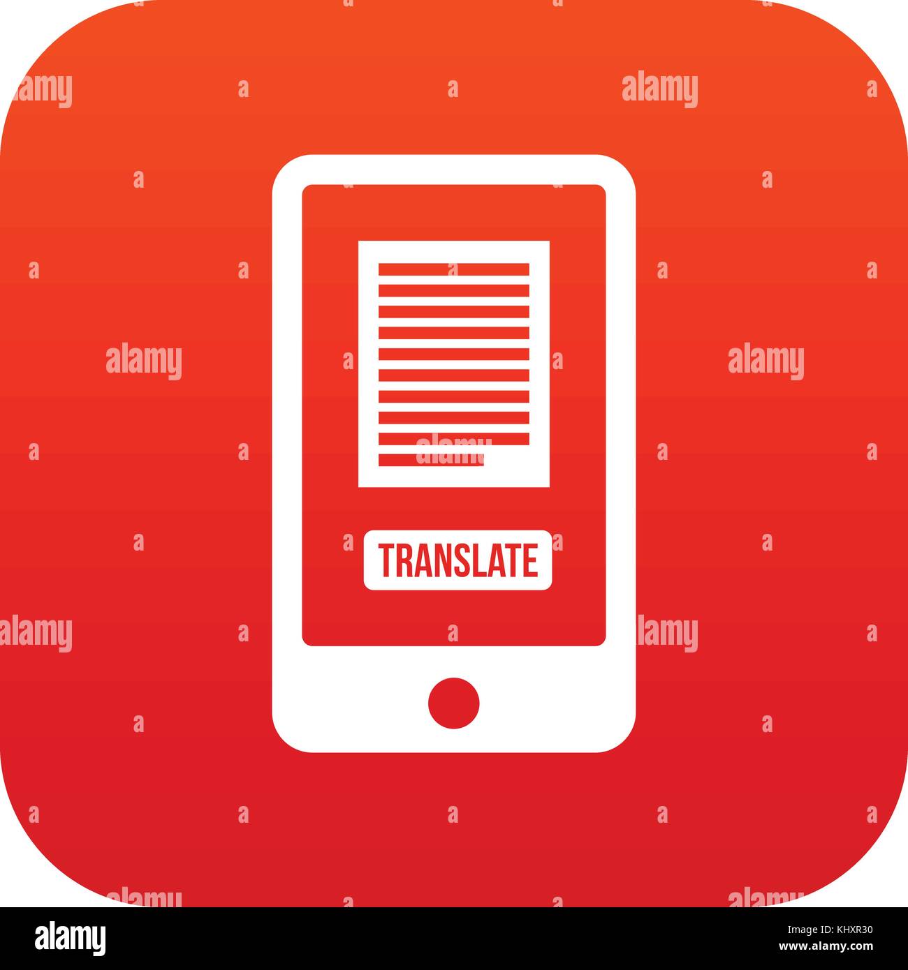 Translate application on a smartphone icon digital red Stock Vector ...
