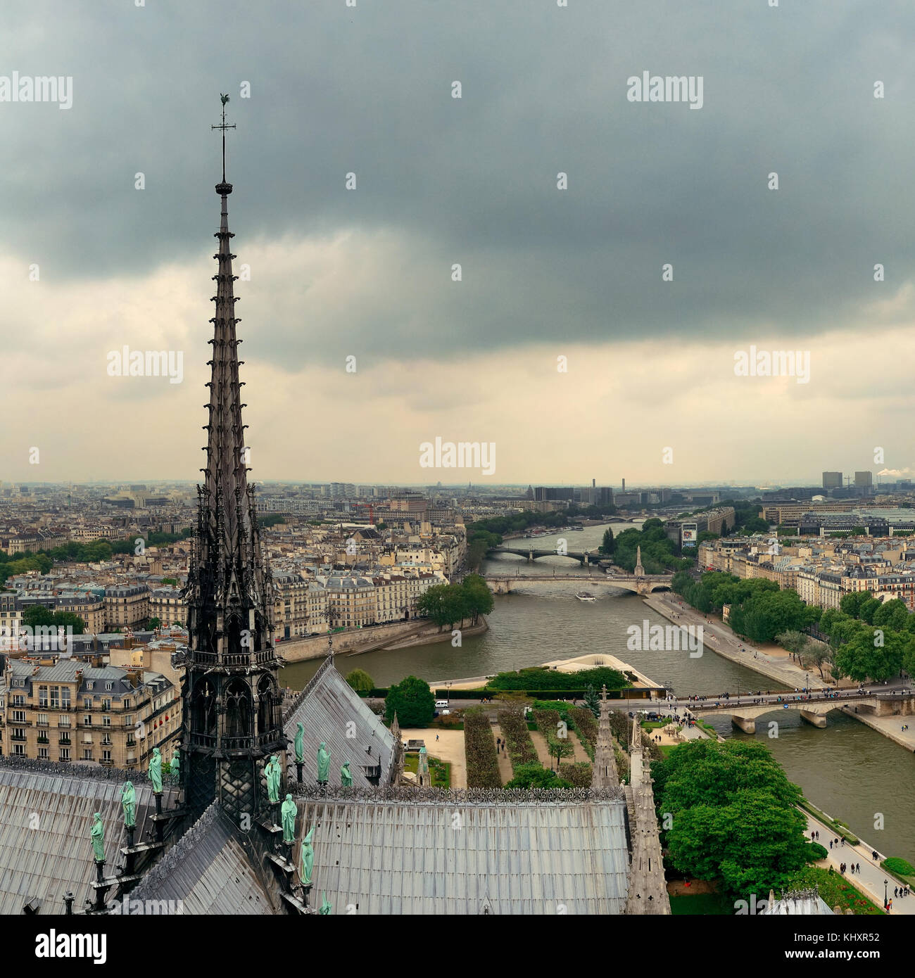 Paris rooftop panorama view from Notre-Dame Cathedral Stock Photo - Alamy