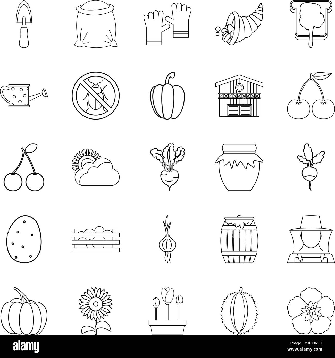 Rural icons set, outline style Stock Vector Image & Art - Alamy