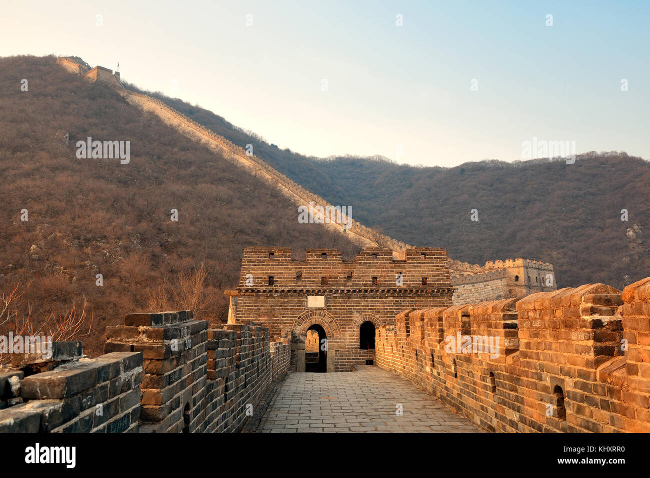 Great Wall sunset over mountains in Beijing, China Stock Photo - Alamy