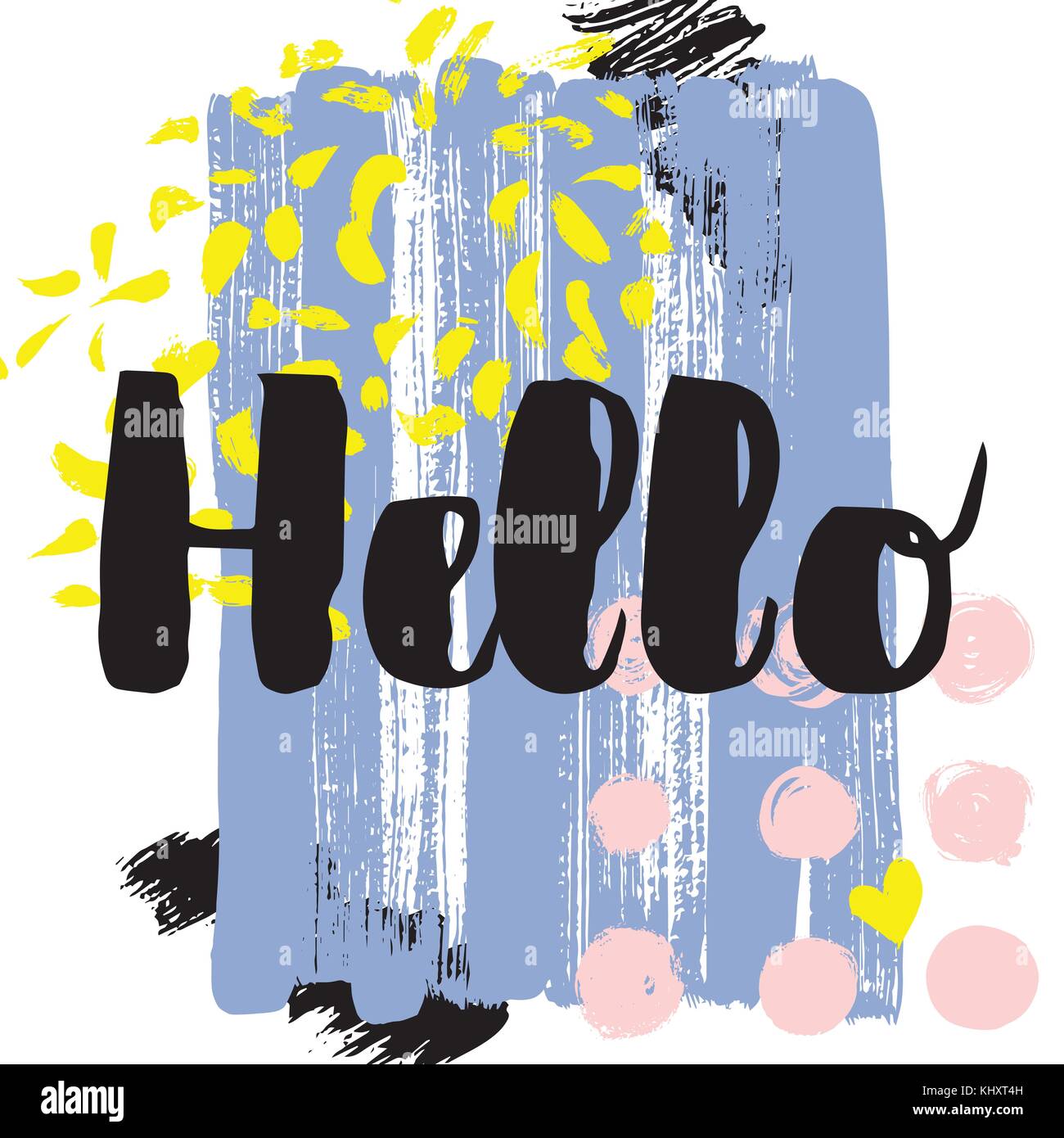 Hello. Vector hand drawn brush lettering on colorful background ...