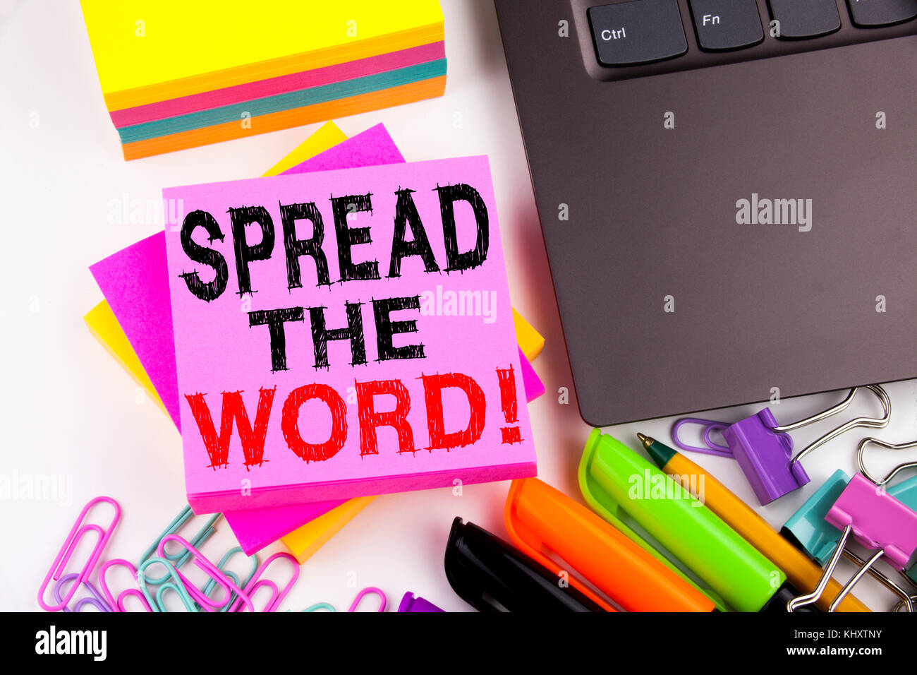 Writing showing Spread The Word made in the office with surroundings ...