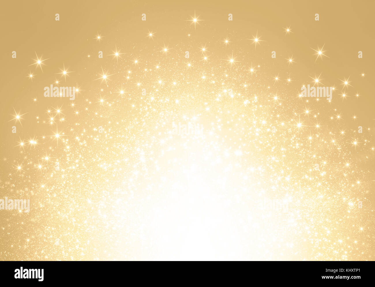 Bright stars and glitters exploding on a shiny gold background ...
