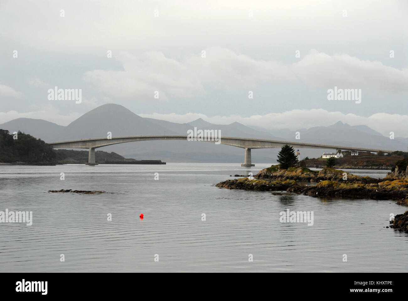 The Skye suspension bridge connecting Kyle of Lochalsh on the Scottish ...