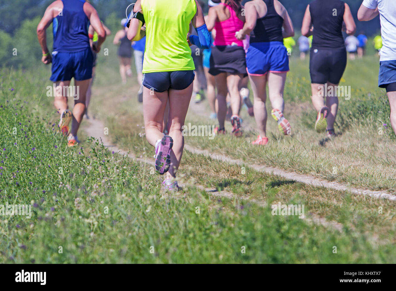 Group of young athlete running marathon outdoors Stock Photo - Alamy