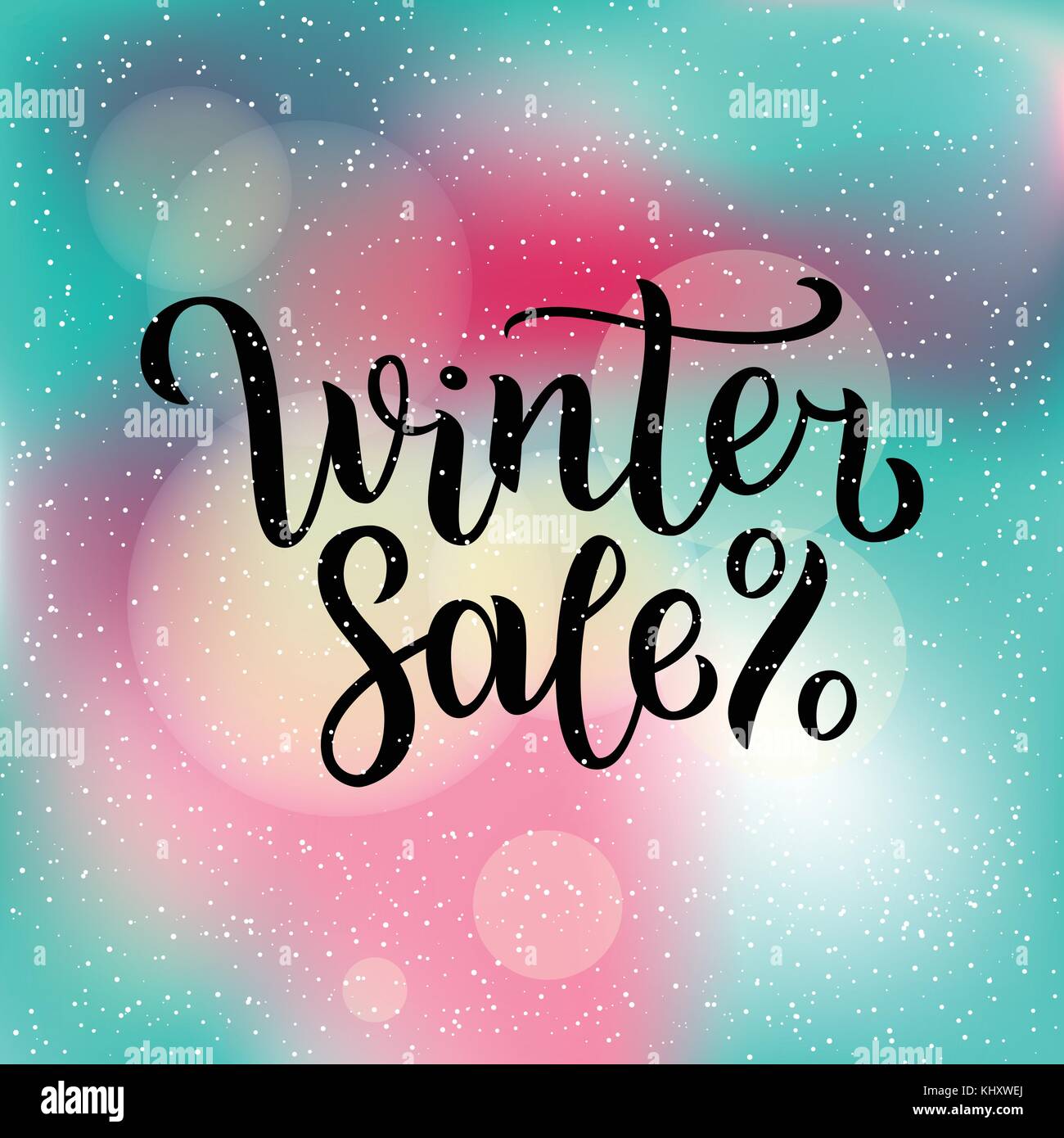 Winter sale hand written inscription with isolated on blurred abstract ...