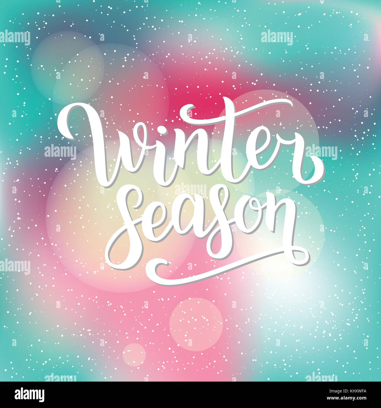 Winter season hand written inscription with isolated on blurred ...