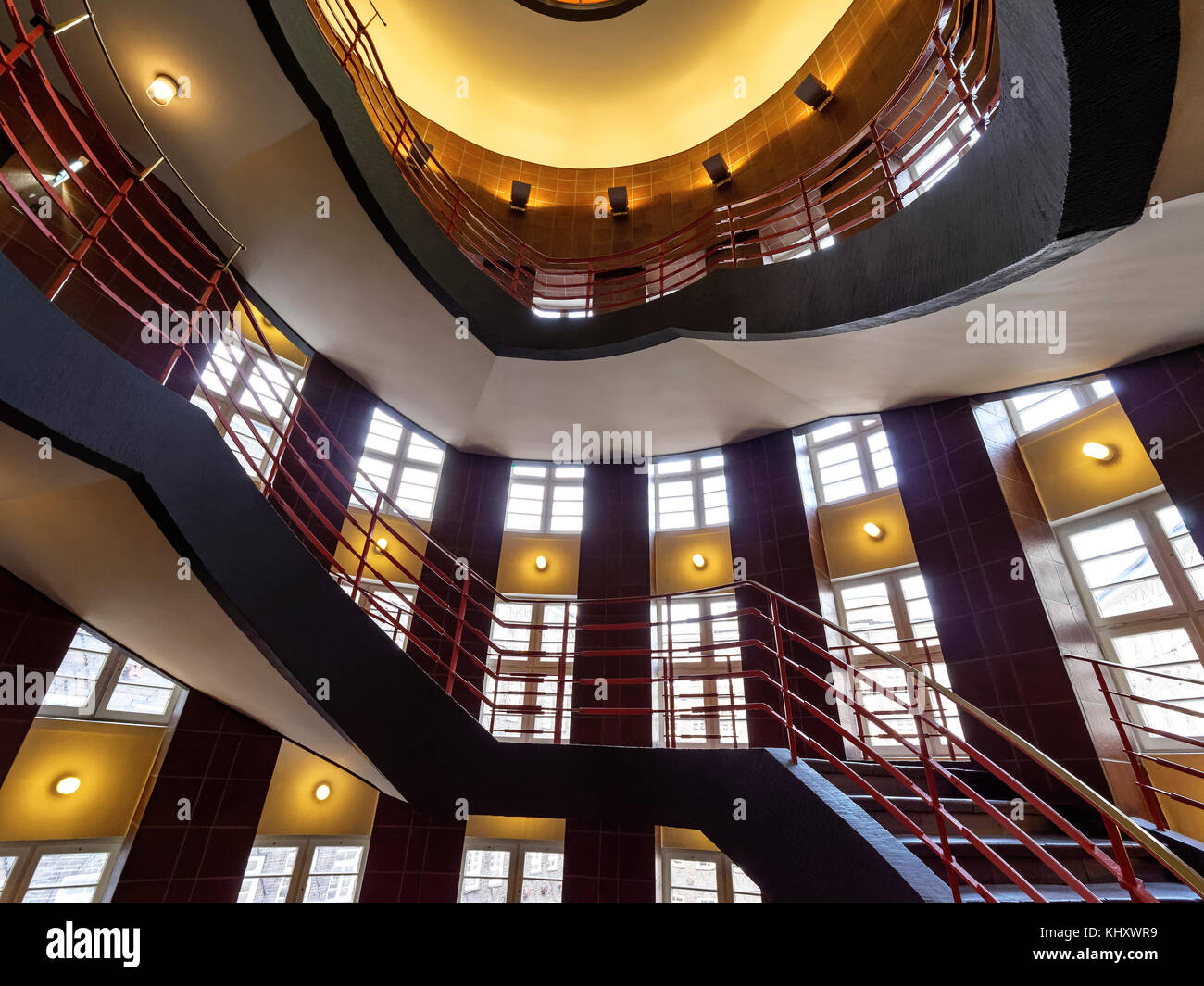 Staircase in Sprinkenhof building in Kontorhaus quarter, built by Hans ...