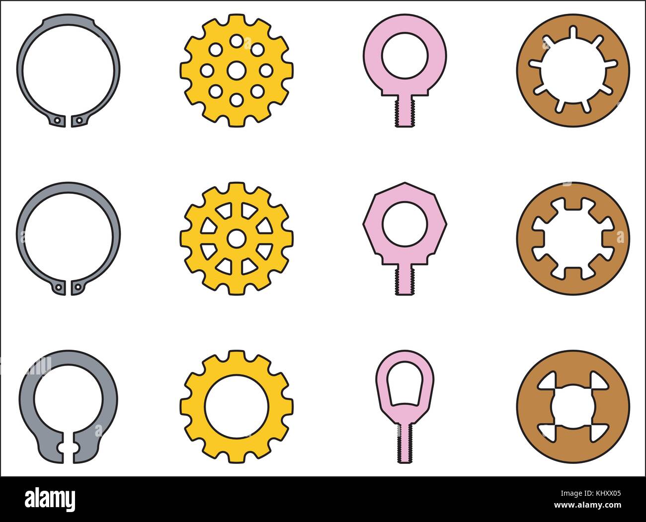 Set of machine parts icons. Flat vector Stock Vector Image & Art - Alamy