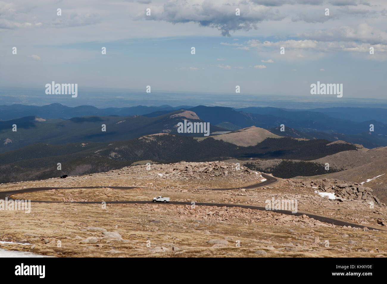 Evans Road heading to the summit of Mt Evans, Colorado, USA Stock Photo ...