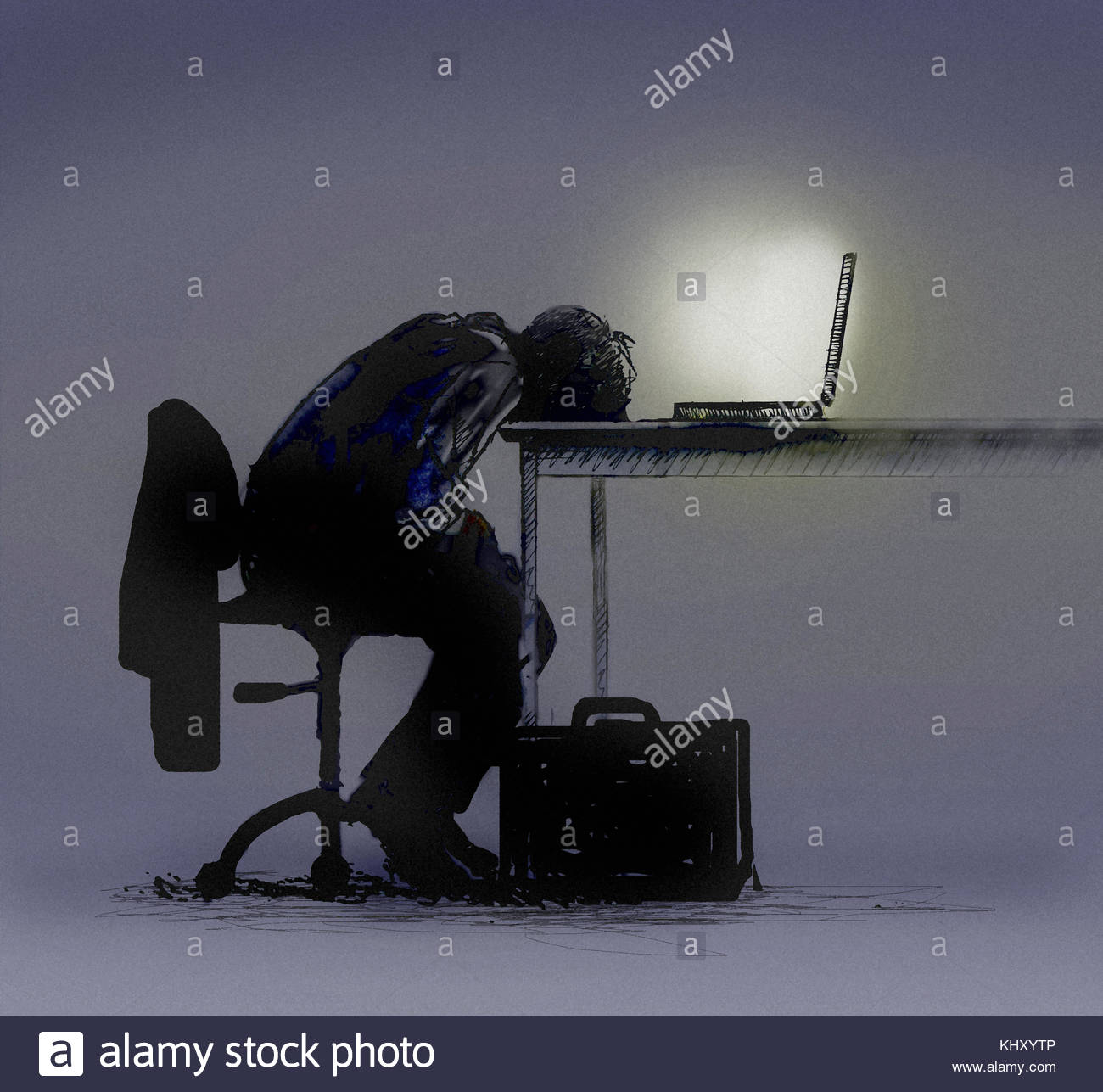 Person Slumped At Their Desk Stock Photos & Person Slumped At Their ...