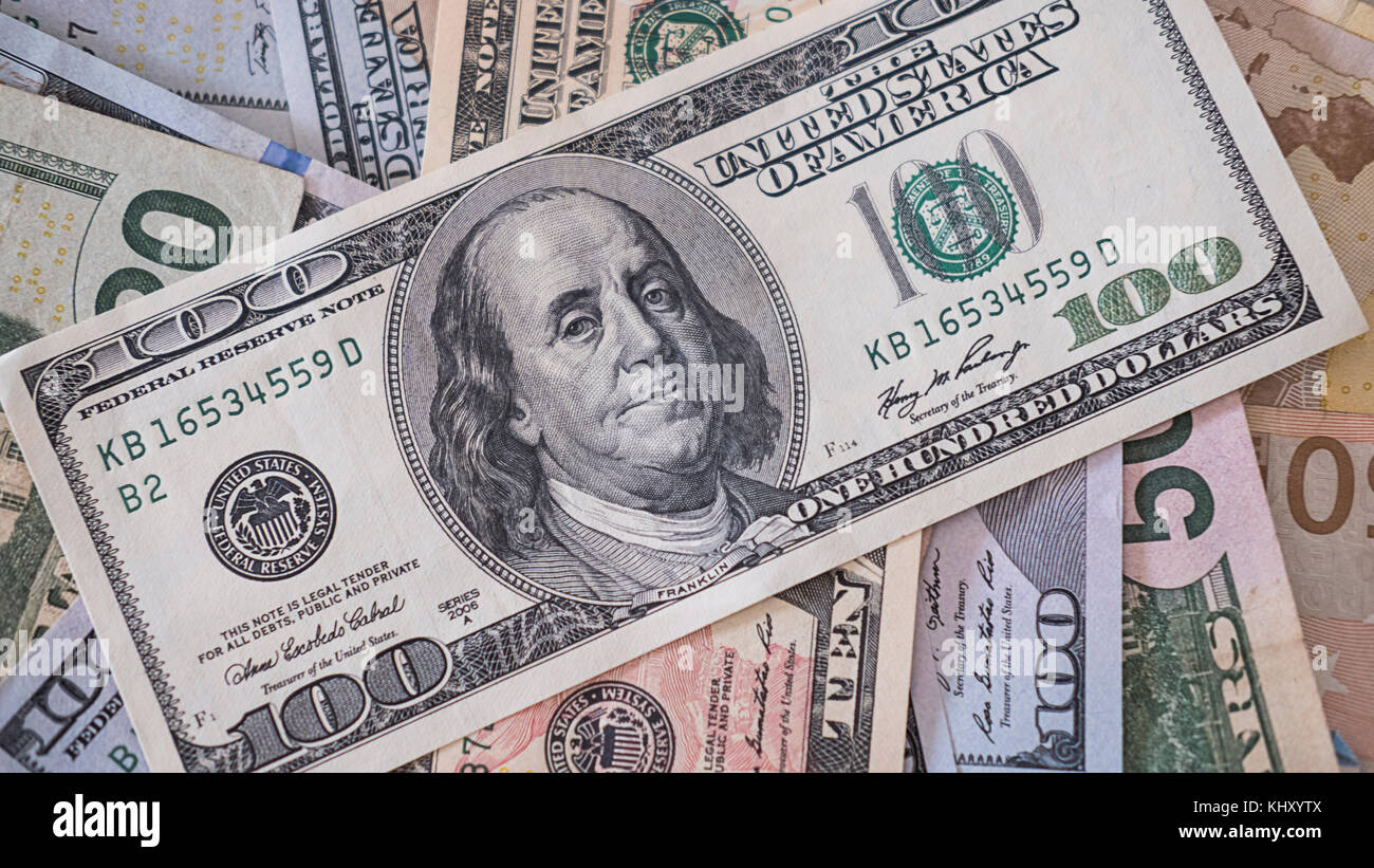 American dollar bills different denominations hi-res stock photography ...