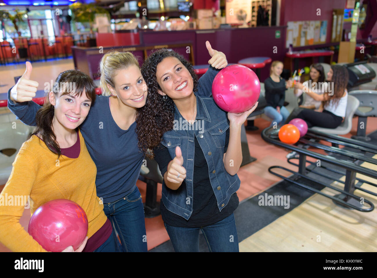 fun at the bowling center Stock Photo - Alamy