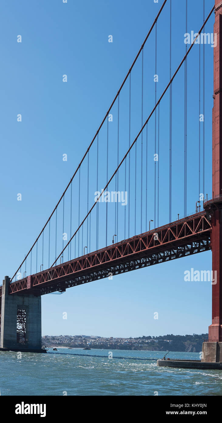 Vertical section of the suspension and cropped view of south tower of ...