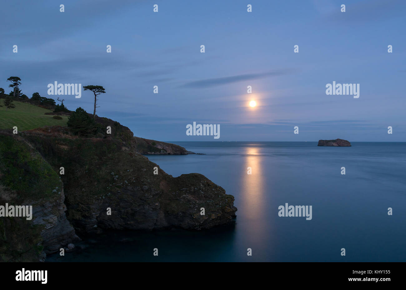 Ore Stone, Torquay By Moonlight Stock Photo - Alamy